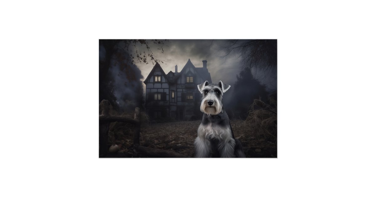 Miniature Schnauzer Halloween Scary Poster | Zazzle