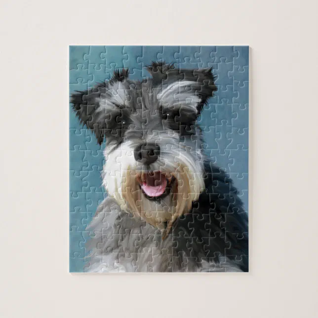 Miniature Schnauzer Water Color Art Painting Jigsaw Puzzle | Zazzle