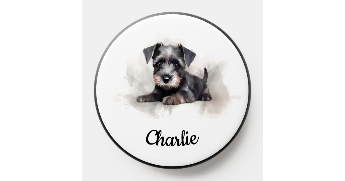 Miniature Schnauzer Watercolor PopSocket | Zazzle