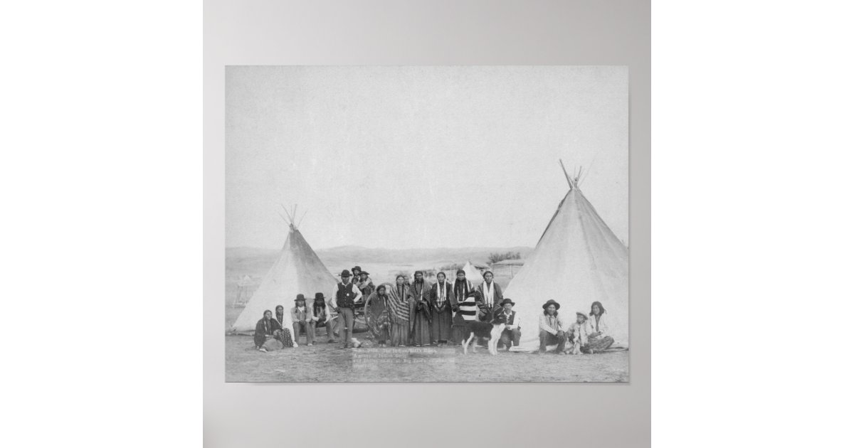 Miniconjou Indians outside Tipis Photograph Poster | Zazzle