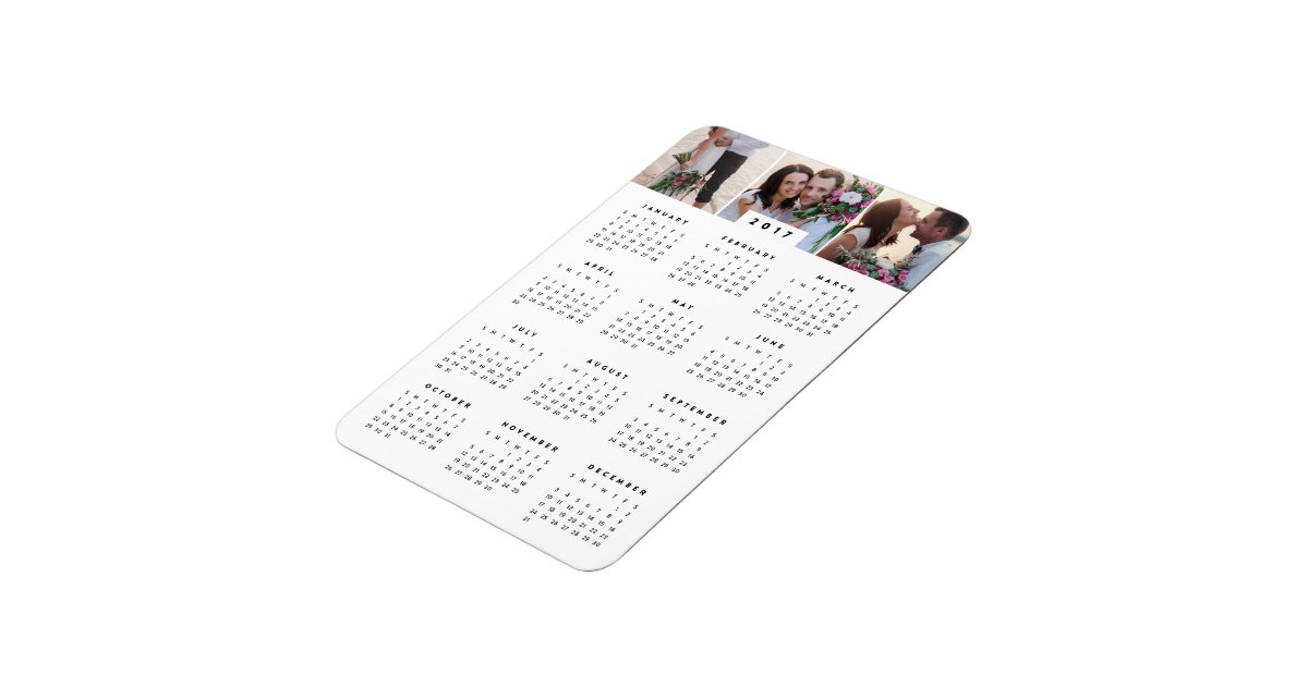 Minimal 4x6 Photo Yearly Calendar Magnet | Zazzle