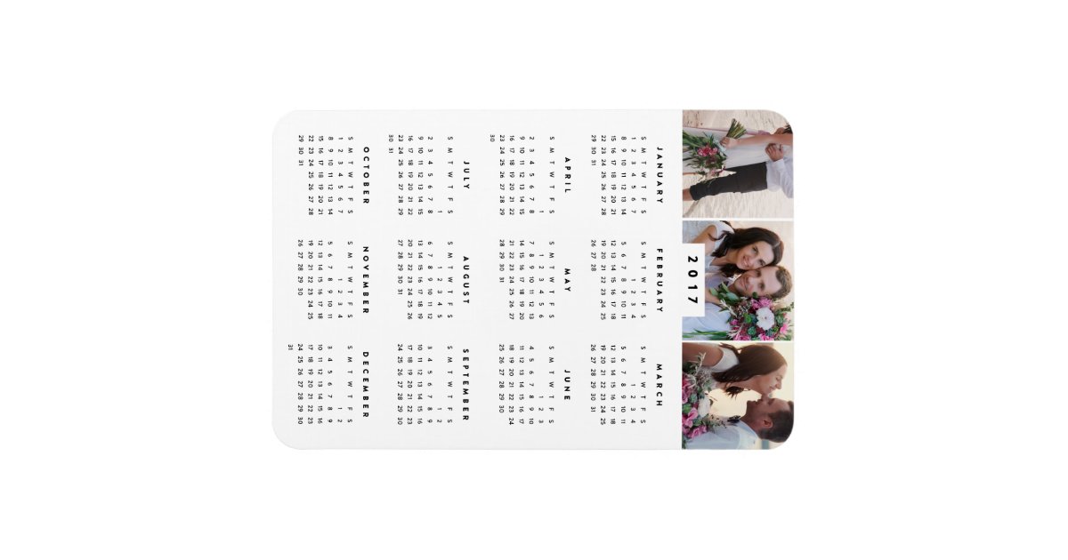 Minimal 4x6 Photo Yearly Calendar Magnet | Zazzle
