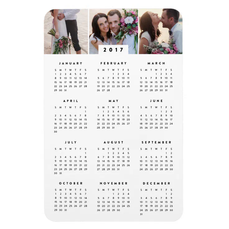 Minimal 4x6 Photo Yearly Calendar Magnet | Zazzle