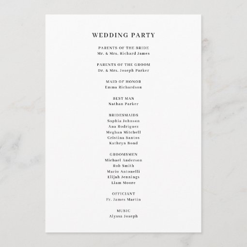 Minimal and Chic | Black and White Border Wedding Program | Zazzle