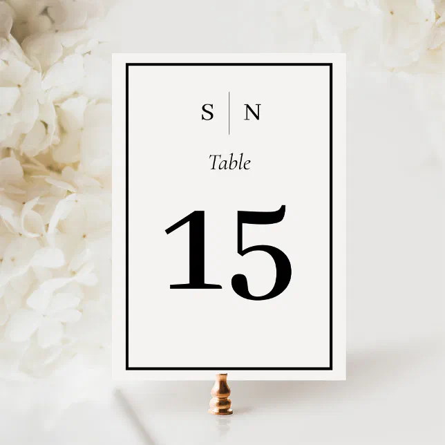 Minimal and Chic | Black and White Border Wedding Table Number | Zazzle