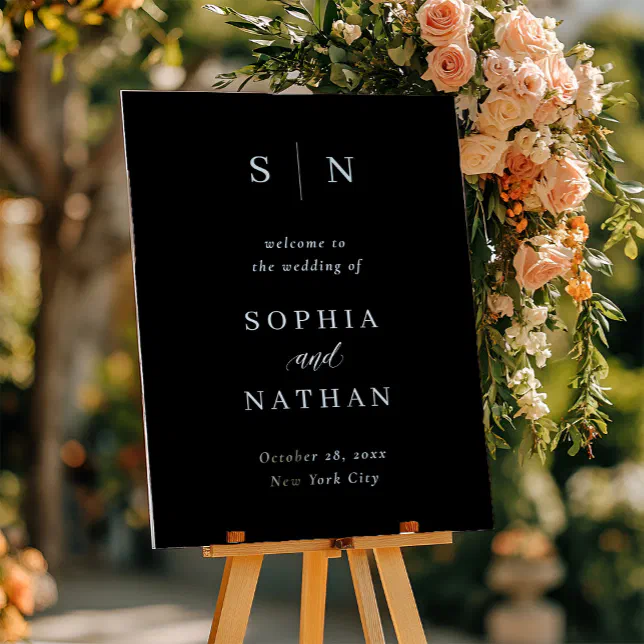 Minimal and Chic | Dark Black Wedding Welcome Acrylic Sign | Zazzle