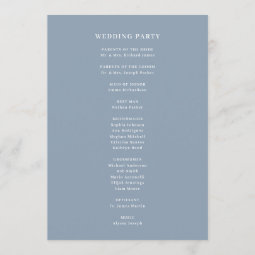 Minimal and Chic Dusty Blue with Border Wedding Program | Zazzle