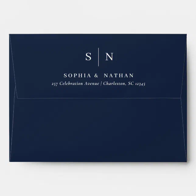 Minimal and Chic | Navy Blue Wedding Envelope | Zazzle