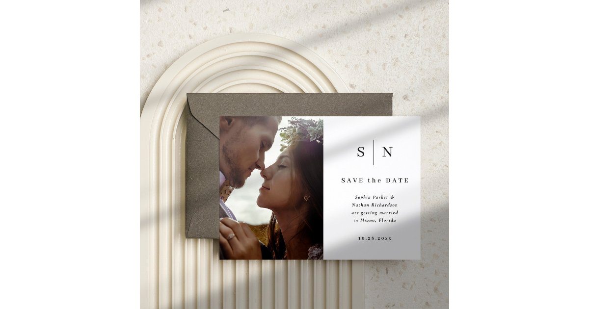 Minimal And Chic Photo Wedding Save The Date Letterpress Photo Cards