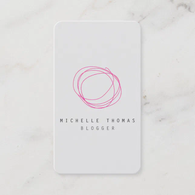 Minimal and Modern Designer Scribble Logo in Pink Business Card | Zazzle