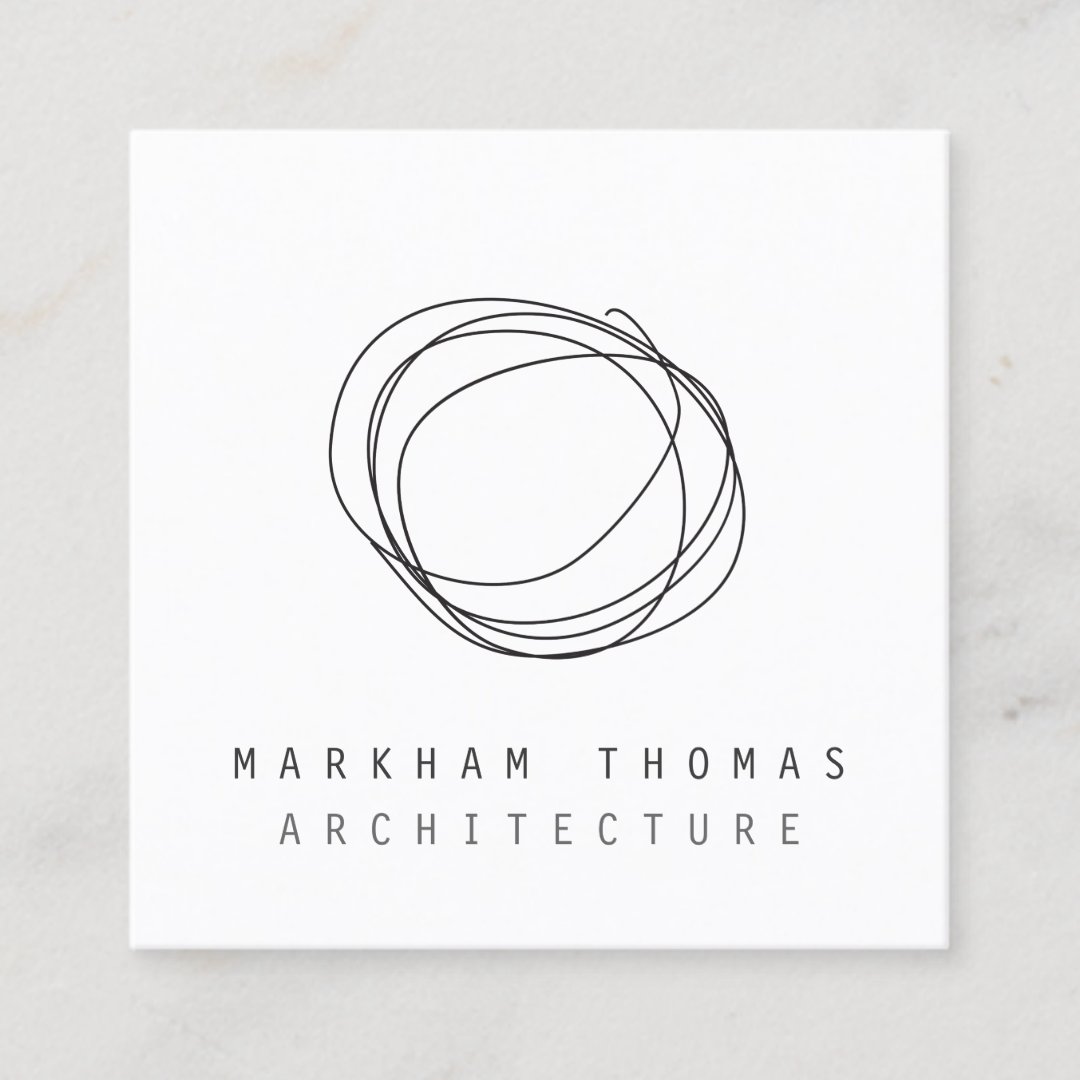 Minimal and Modern Designer Scribble Logo Square Business Card | Zazzle