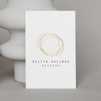 Minimal and Modern Gold Designer Scribble Logo Business Card | Zazzle