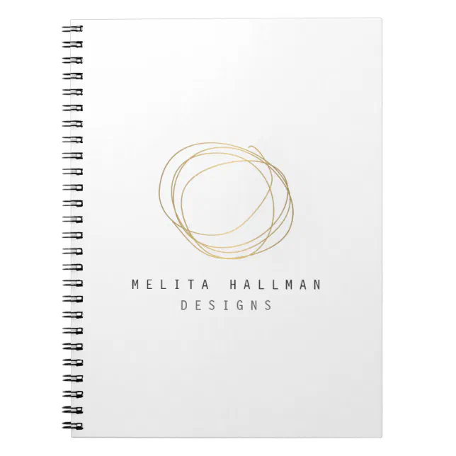 Minimal and Modern Gold Designer Scribble Logo Notebook | Zazzle