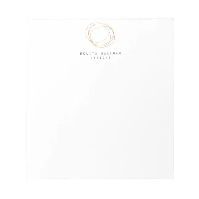 Minimal and Modern Gold Designer Scribble Logo Notepad | Zazzle