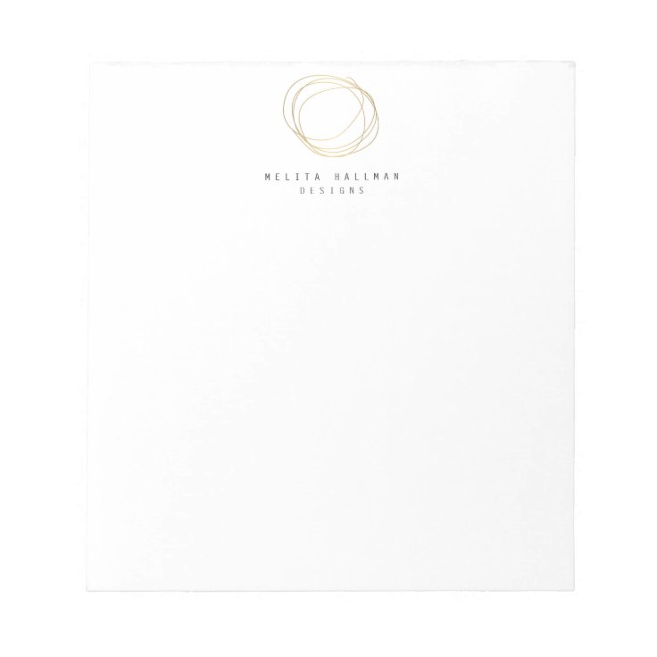 Minimal and Modern Gold Designer Scribble Logo Notepad | Zazzle