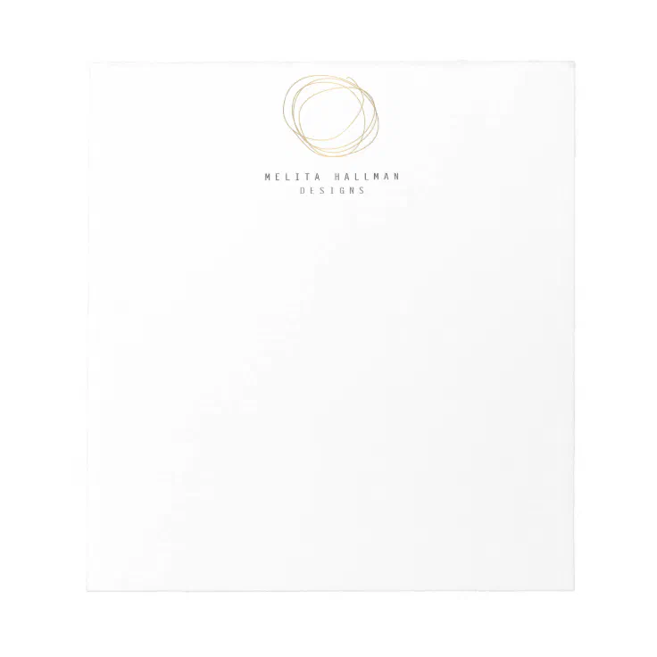 Minimal and Modern Gold Designer Scribble Logo Notepad | Zazzle