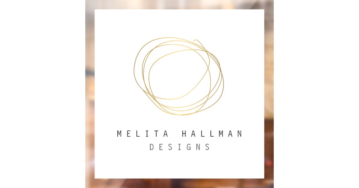Minimal and Modern Gold Designer Scribble Logo Window Cling | Zazzle