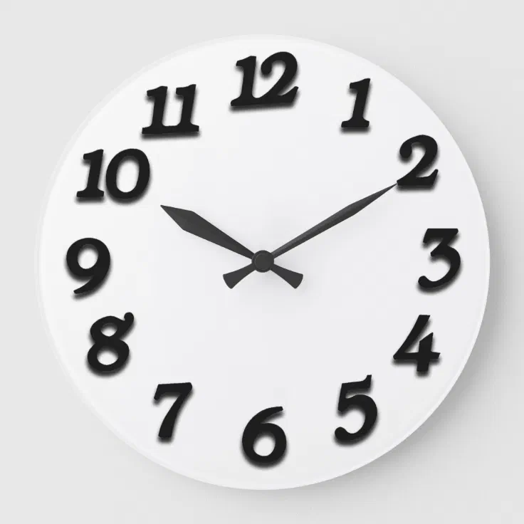 Minimal Arabic Numbers Classic Black White Large Clock | Zazzle