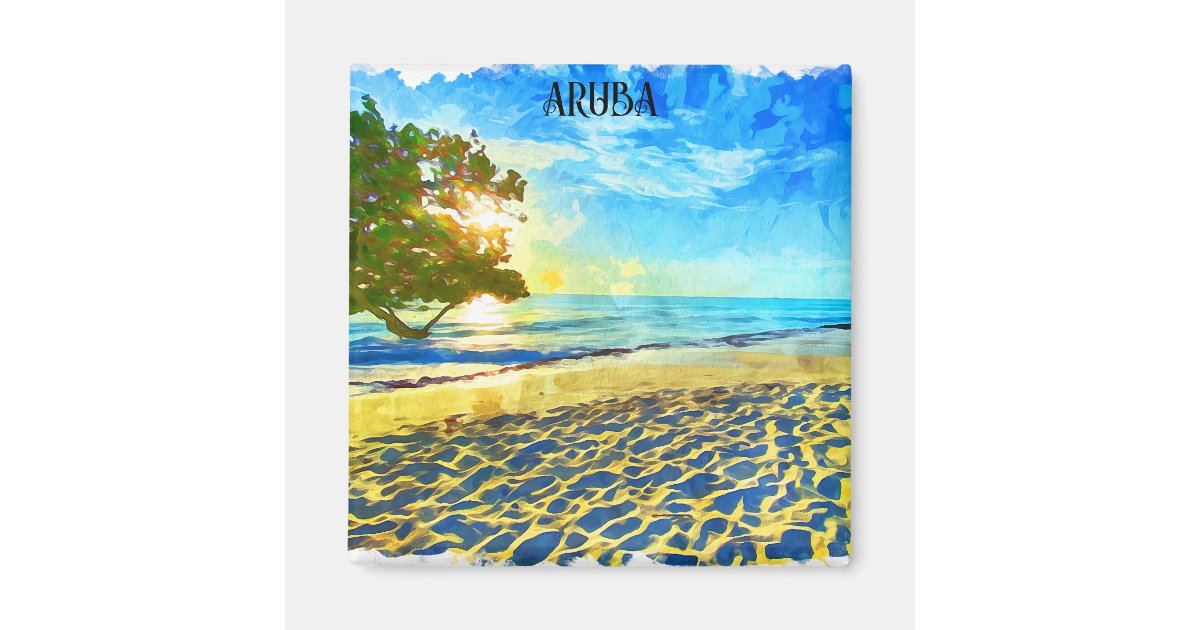 Minimal Aruba Caribbean Island Beach Scenery Magnet | Zazzle