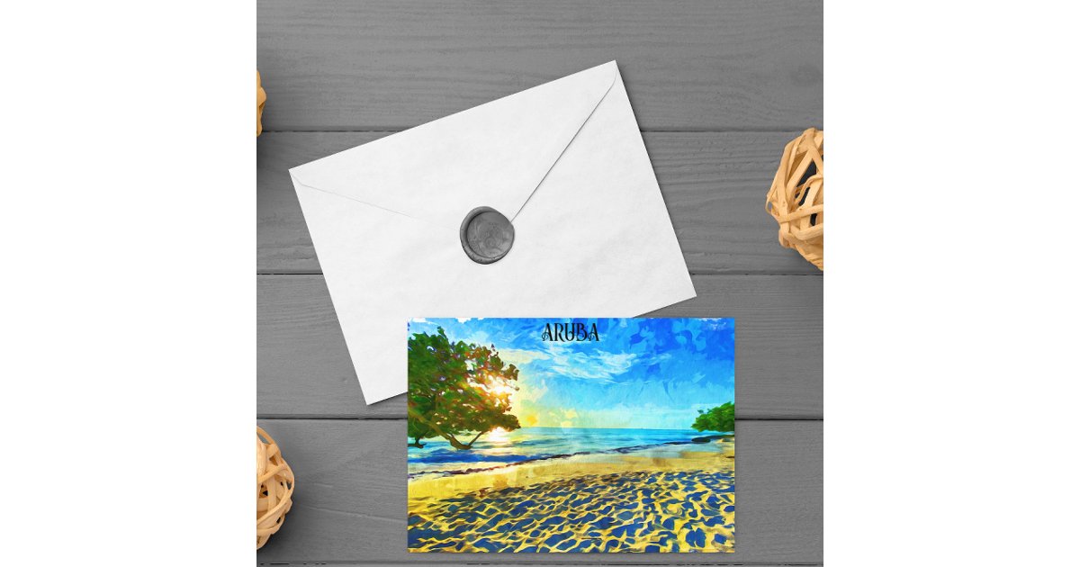 Minimal Aruba Caribbean Island Beach Scenery Postcard | Zazzle
