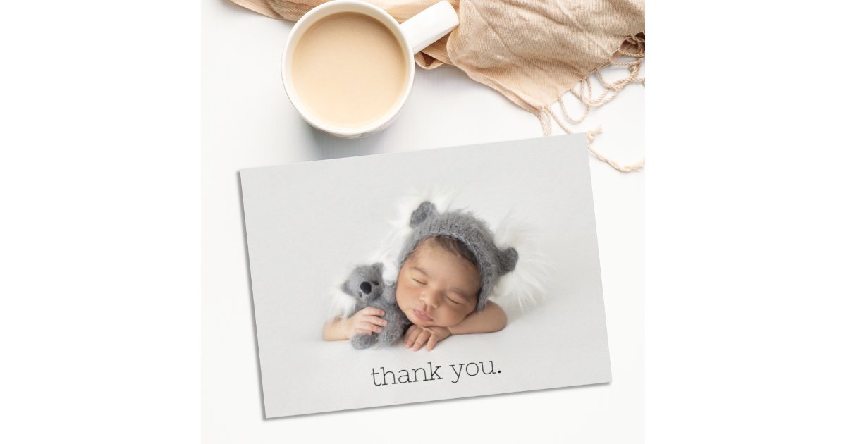 Minimal Baby Thank You Birth Announcement Card | Zazzle