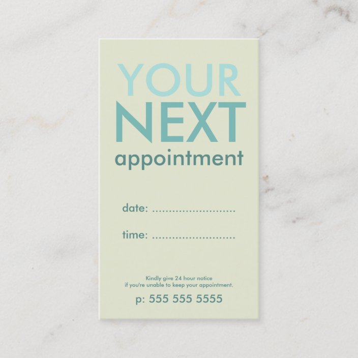 Minimal Basic Appointment Card in Eggshell & Cyan | Zazzle.com