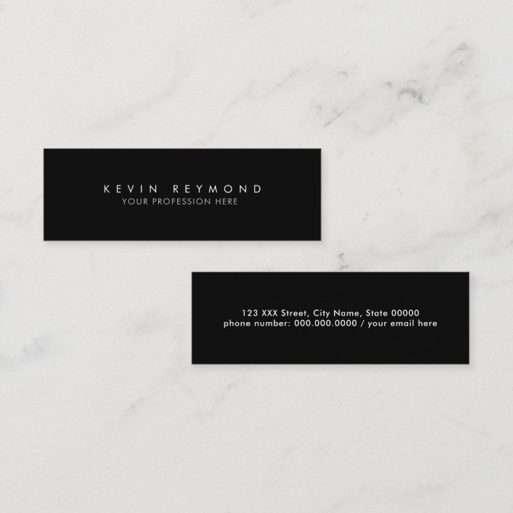 minimal basic simple black professional mini business card | Zazzle