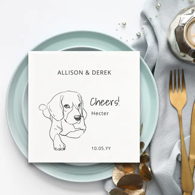 Minimal Beagle Cheers Heart Dog Wedding Napkins | Zazzle