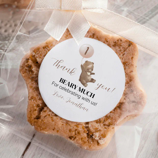 Minimal Bear Balloon 1st Birthday Sticker | Zazzle