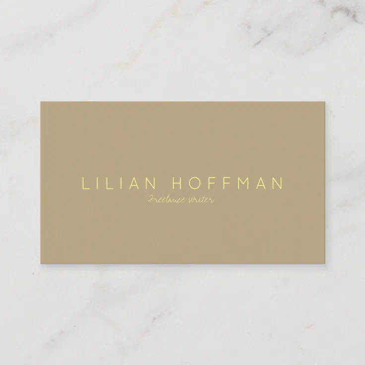 Minimal beige black gold script freelance writer business card | Zazzle
