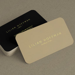 Minimal beige black gold script freelance writer business card | Zazzle