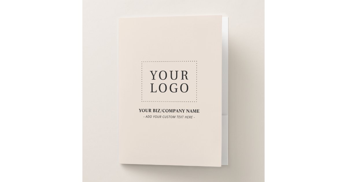 Minimal Beige Custom Business Logo Promotional Pocket Folder | Zazzle