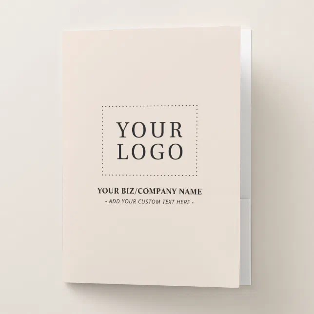 Minimal Beige Custom Business Logo Promotional Pocket Folder | Zazzle