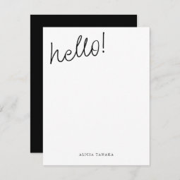 Minimal Black and White Casual Script Note Card | Zazzle