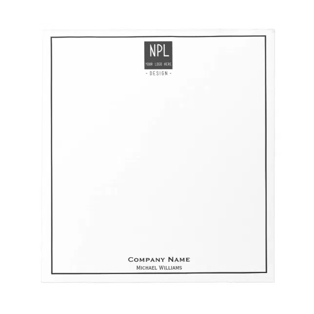 Minimal, Black and White Corporate Notepad | Zazzle