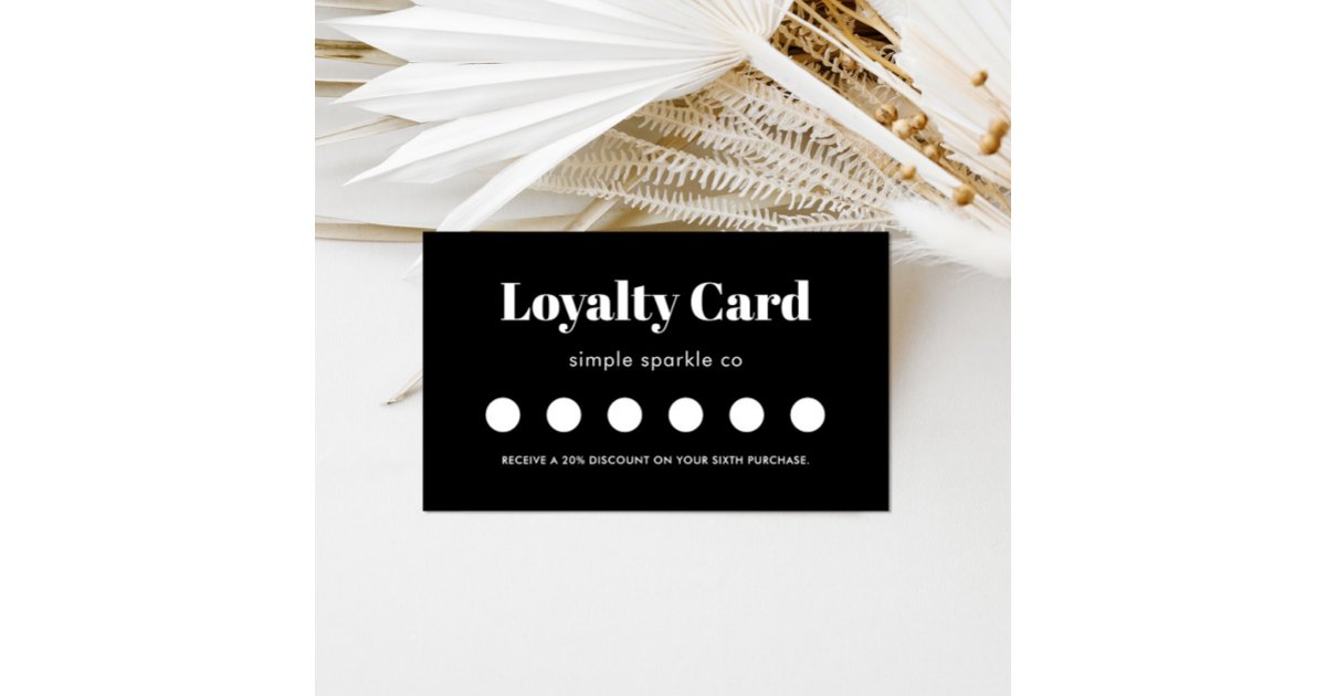 Minimal Black and White Customer Loyalty Card | Zazzle