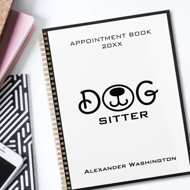 Minimal Black and White Dog Service Appointment Planner | Zazzle