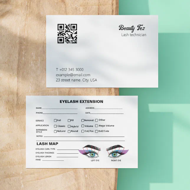 Minimal Black And White Lash Client Extension Map Business Card | Zazzle
