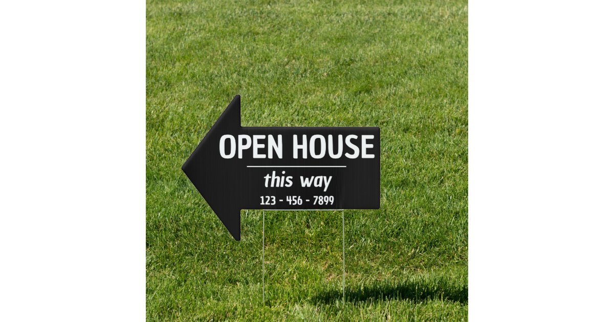 Minimal Black And White Open House Sign | Zazzle