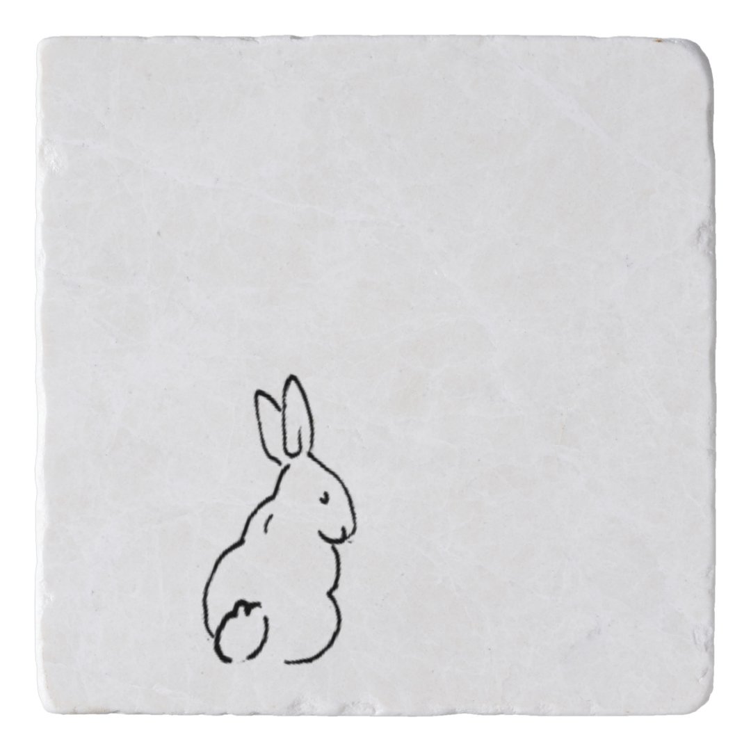 Minimal Black Bunny Rabbit Drawing Simple Nature A Trivet | Zazzle