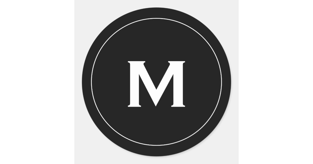 Minimal Black Classic Monogram Medallion Classic Round Sticker | Zazzle