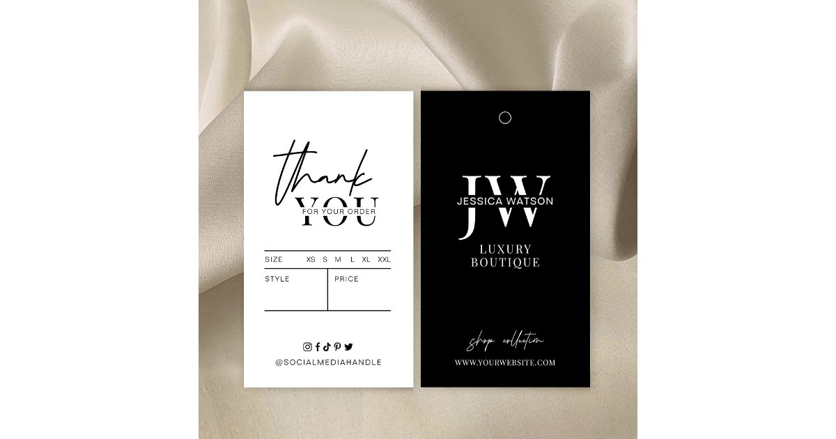 Minimal Black Clothing Labels Boutique Hang Tags | Zazzle