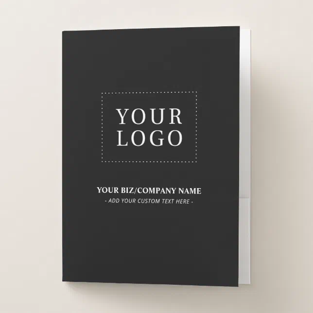 Minimal Black Custom Business Logo Promotional Pocket Folder | Zazzle