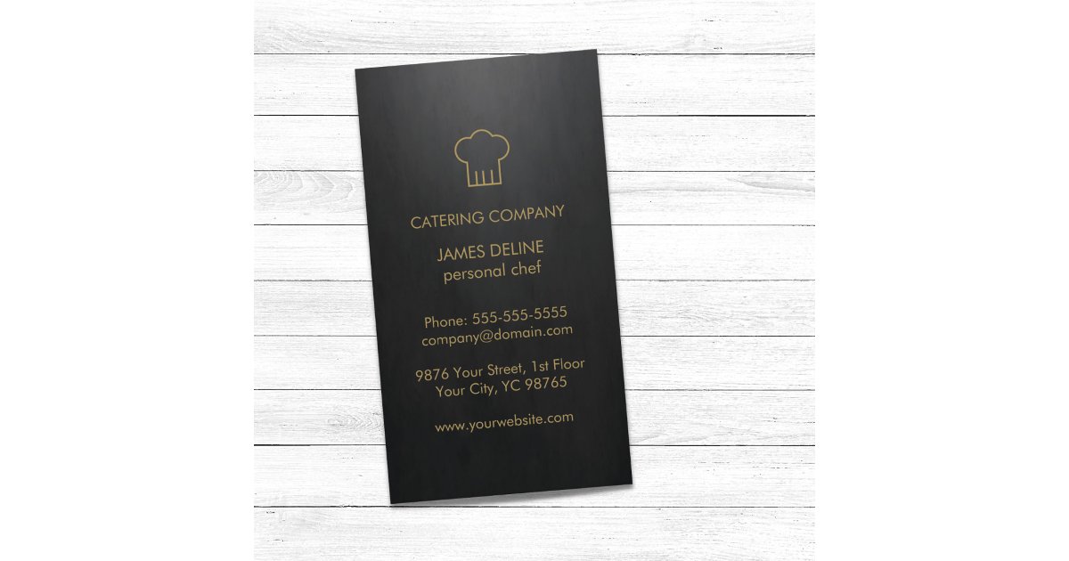 Minimal Black Gold Chef Hat Personal Chef Business Card | Zazzle