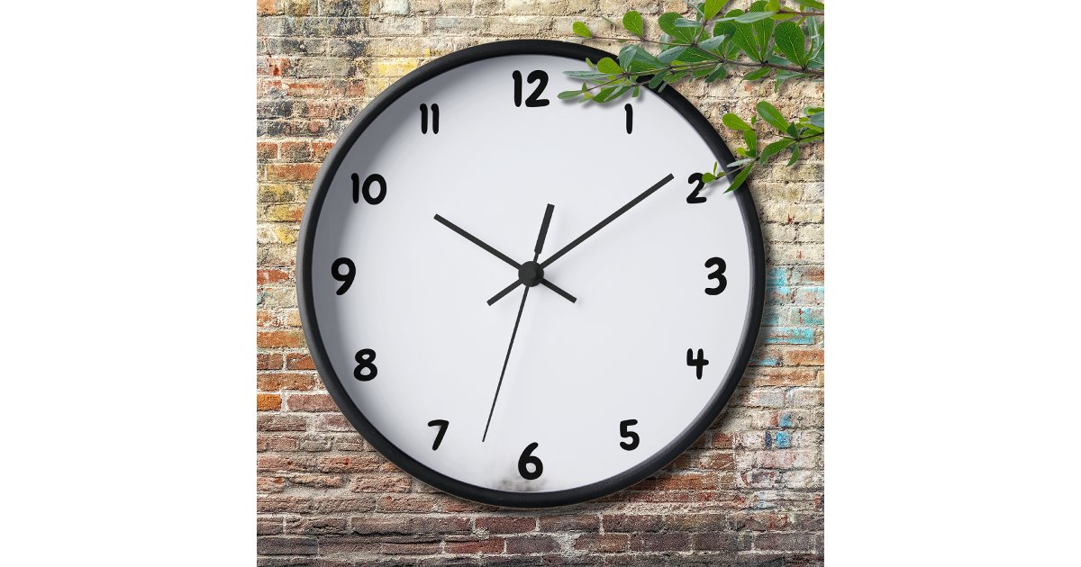 Minimal Black Large Numbers Minimal White Clock | Zazzle