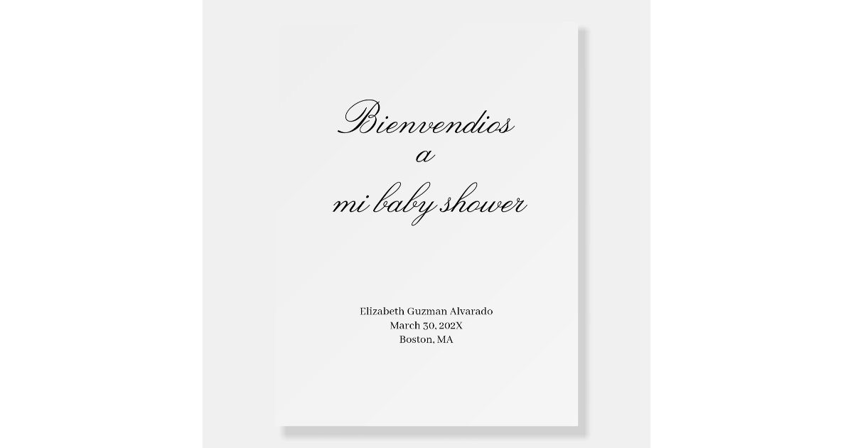 Minimal black script baby shower - spanish foam board | Zazzle