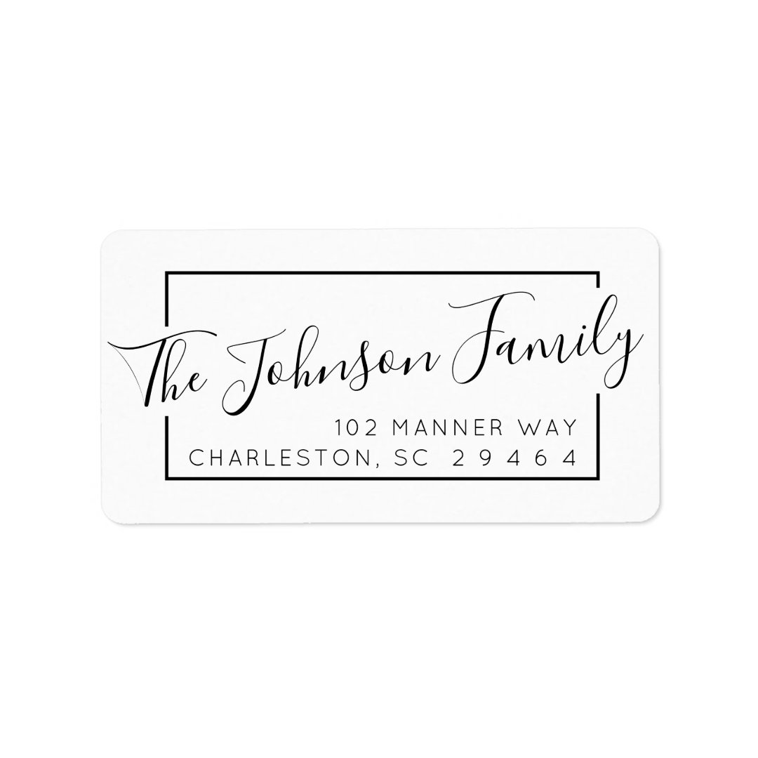 Minimal Black Script Family Return Address Label | Zazzle