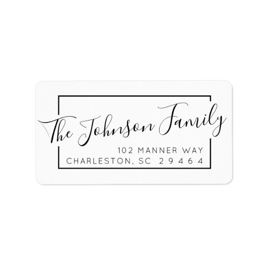 Minimal Black Script Family Return Address Label | Zazzle.com