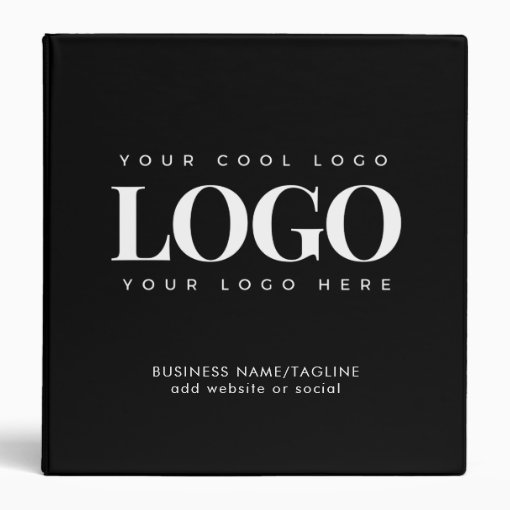 Minimal Black & White Business Company Custom Logo 3 Ring Binder | Zazzle