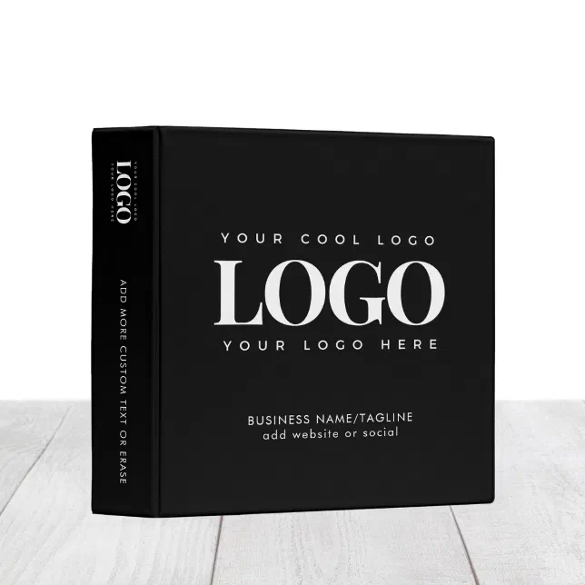 Minimal Black & White Business Company Custom Logo 3 Ring Binder | Zazzle